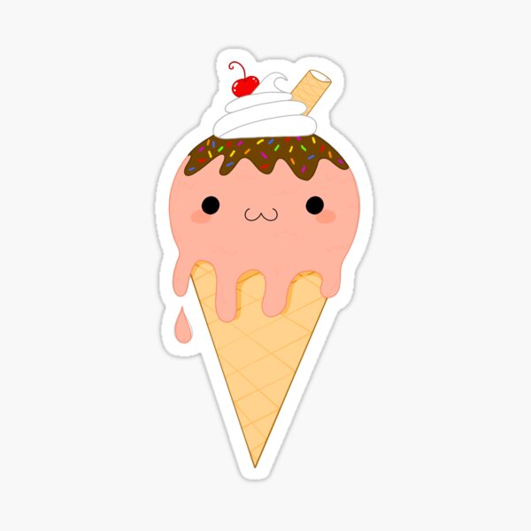 "Happy Melting Ice Cream" Sticker for Sale by DMxDrawingz | Redbubble