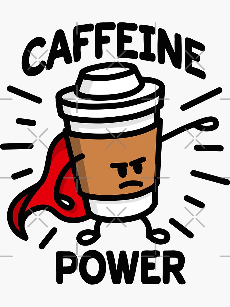 "Caffeine power superhero coffee lovers cartoon" Sticker for Sale by ...