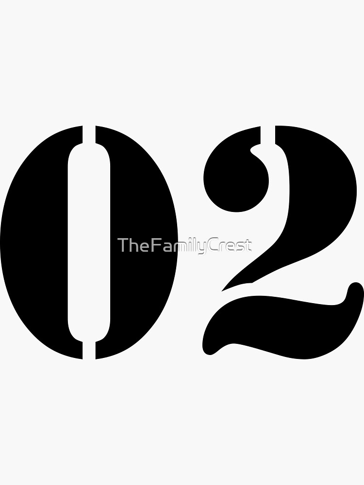 "Number 02 - Simple Text" Sticker for Sale by TheFamilyCrest | Redbubble