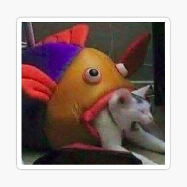 "fish eat cat" Sticker for Sale by kitchenstove69 | Redbubble