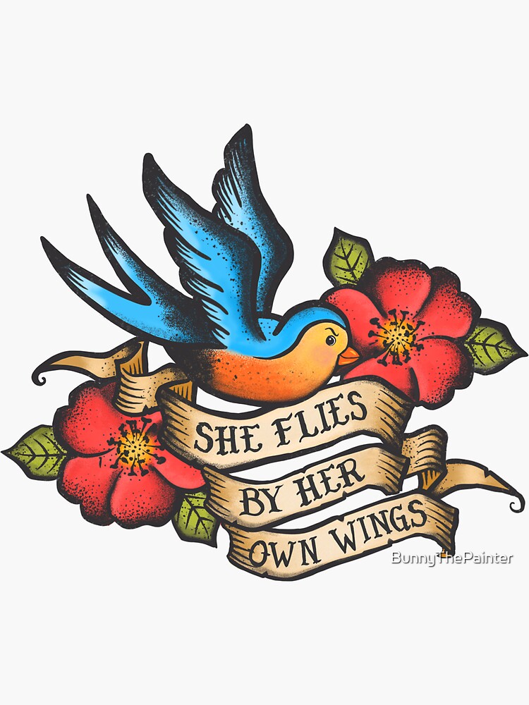 "She Flies By Her Own Wings" Sticker for Sale by BunnyThePainter ...