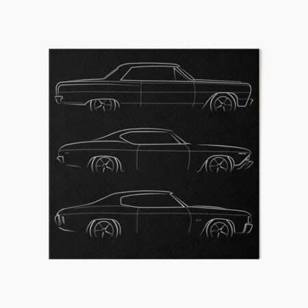 "Evolution of the Chevelle - profile stencil, white" Art Board Print by ...