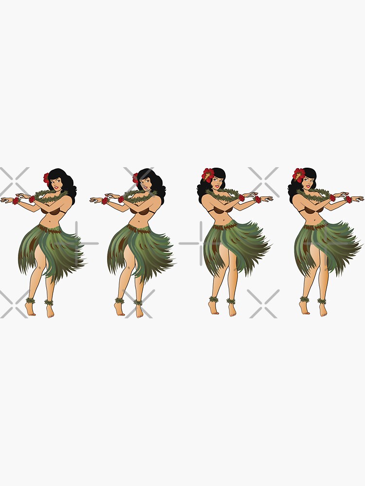 "Four Hula Girls Hula Girl Dancing the Hula" Sticker for Sale by azoid ...