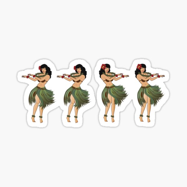 "Four Hula Girls Hula Girl Dancing the Hula" Sticker for Sale by azoid ...
