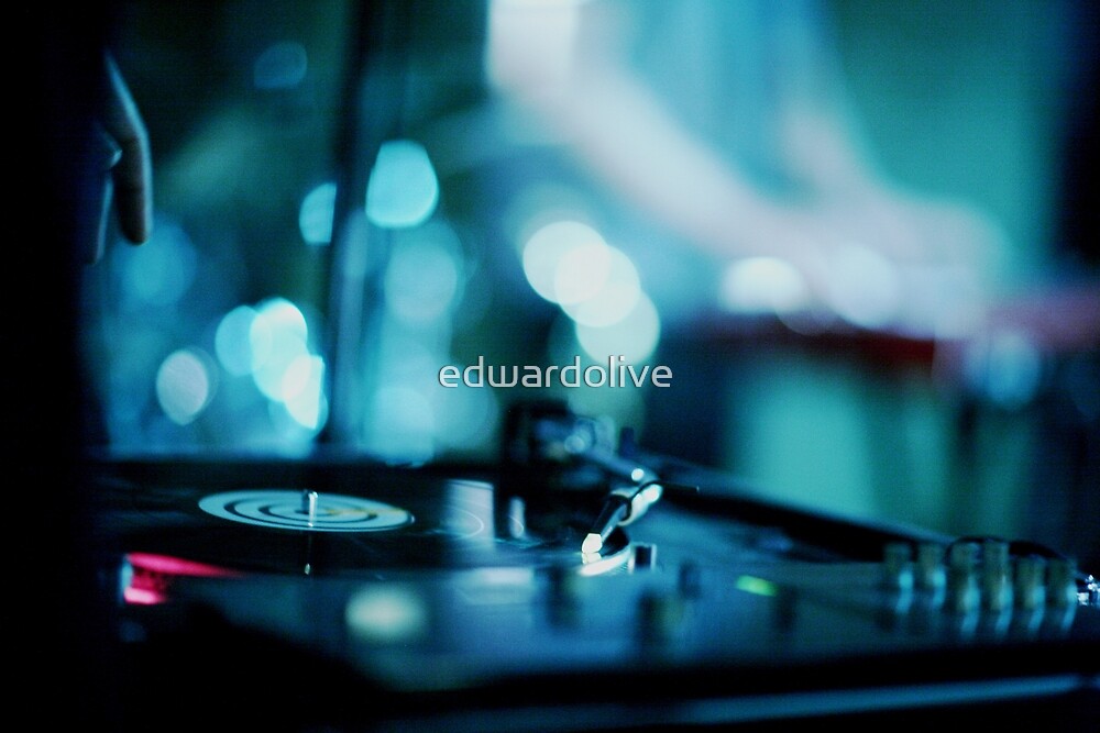 "House music dj deejay turntable in nightclub party in Ibiza Spain blue ...