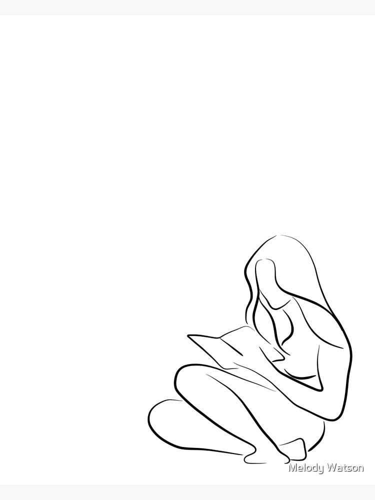 "A Woman Reading Line Drawing - Reading Rita" Art Print for Sale by ...