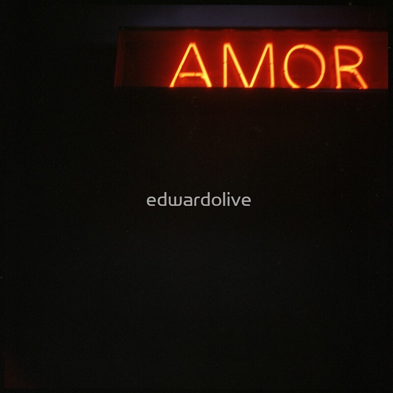 "Neon light sign Amor love in Spanish on black medium format film ...
