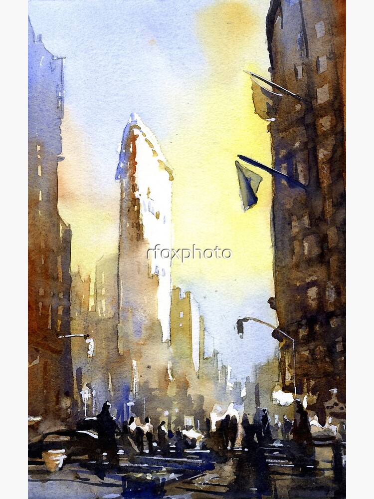 "Watercolor painting of Flat Iron building in New York City" Poster for ...