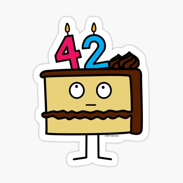 "42nd Birthday Cake with Candles icing dessert 42" Sticker by ...