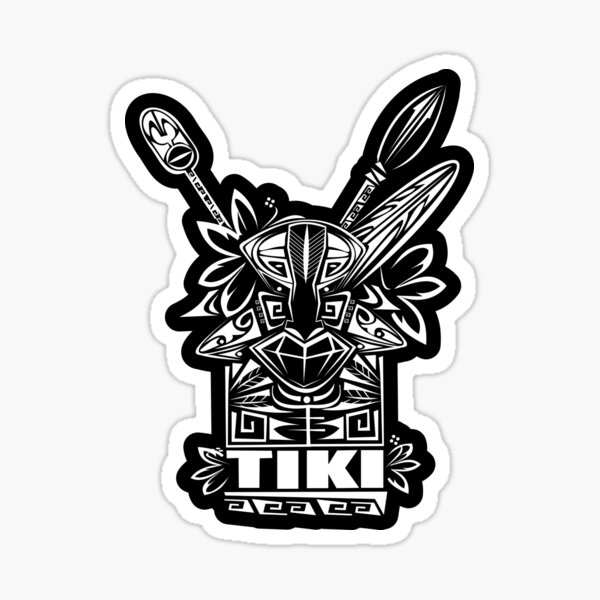 "polynesian tiki logo" Sticker by lebarbu | Redbubble
