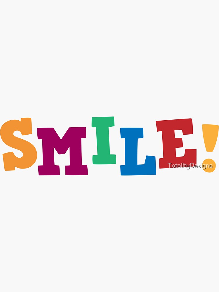 "Smile! Happy Colorful Word" Sticker for Sale by TotalityDesigns ...