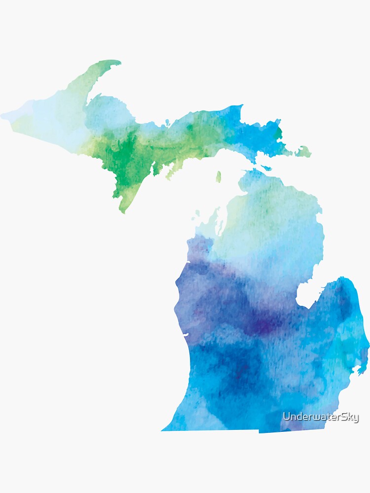 "Michigan Watercolor" Sticker for Sale by UnderwaterSky | Redbubble