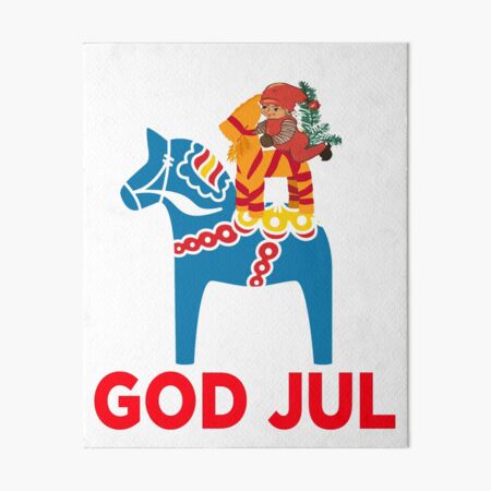 "God Jul Merry Christmas Dala Horse Tomte Julbock Straw Goat" Art Board ...