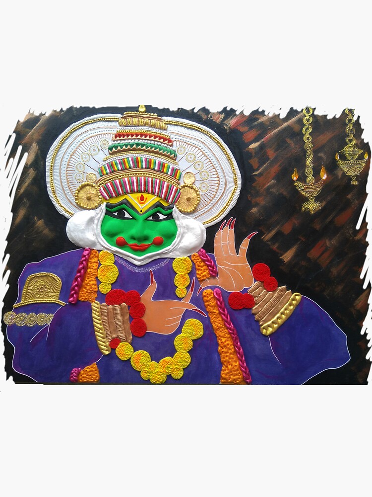 "Colorful Kathakali (Indian Dance)" Sticker for Sale by Kalpataru ...