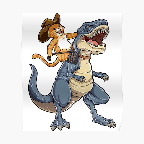 "Cat Cowboy Riding T-rex Dinosaur T shirt Funny Purrassic Kitty Kitten ...