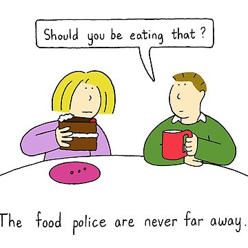 "The Food Police Diet Humor Cartoon" Greeting Card for Sale by ...