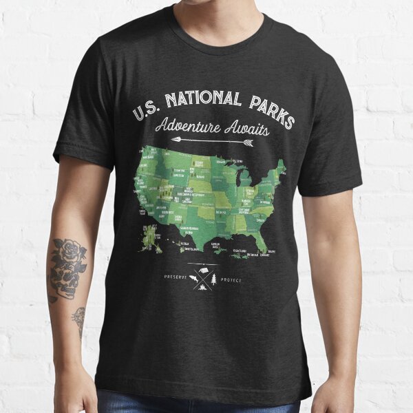 "National Park Map Vintage T Shirt - All 59 National Parks Gifts Men ...