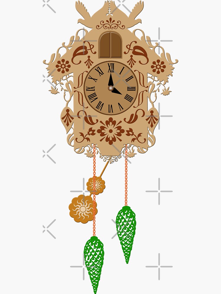 "decorative cuckoo clock" Sticker for Sale by Vectorbrusher | Redbubble