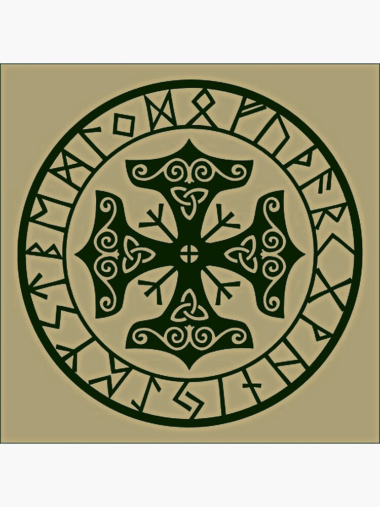 ""Protection" Viking Symbolism Digital Art Print" Framed Art Print for ...