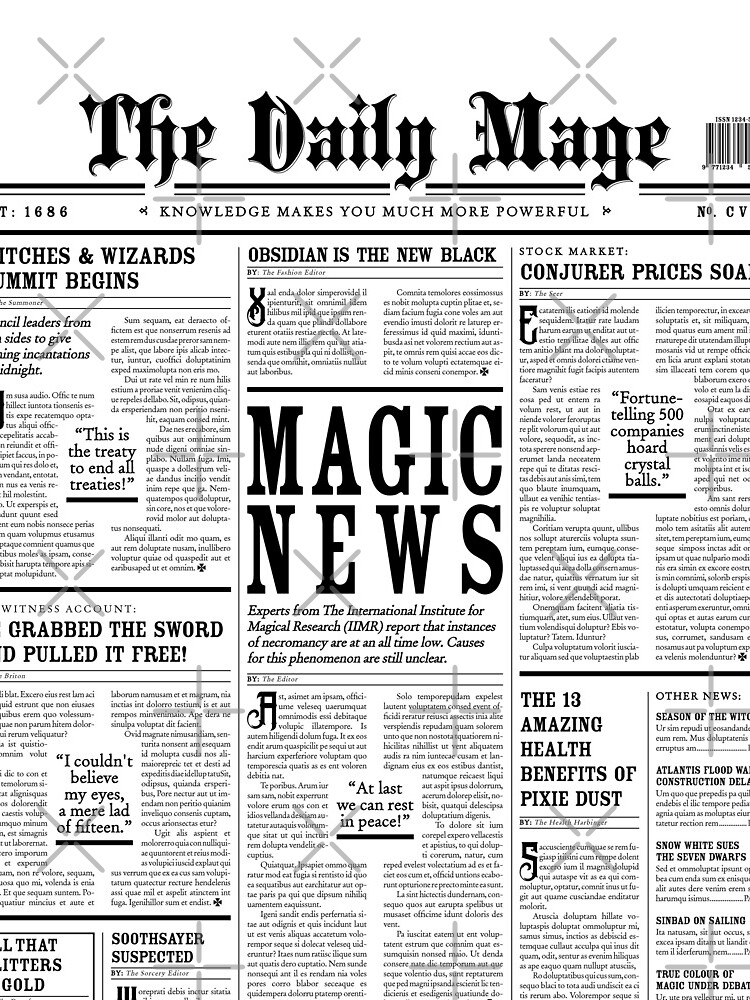 "The Daily Mage Fantasy Newspaper" Drawstring Bag for Sale by GrandeDuc ...