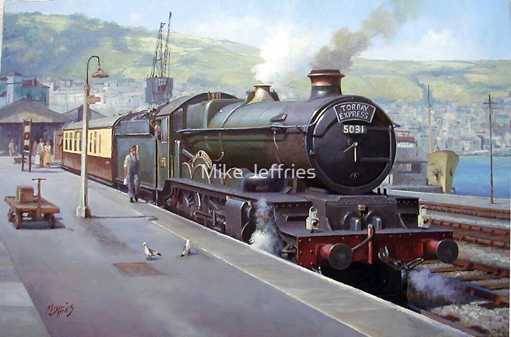 "GWR Castle at Kingswear station 1957." by Mike Jeffries | Redbubble