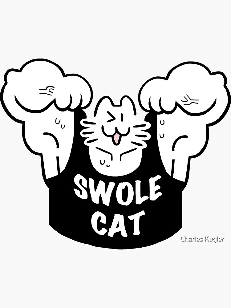 "Swole Cat Logo" Sticker for Sale by charlesdraws | Redbubble