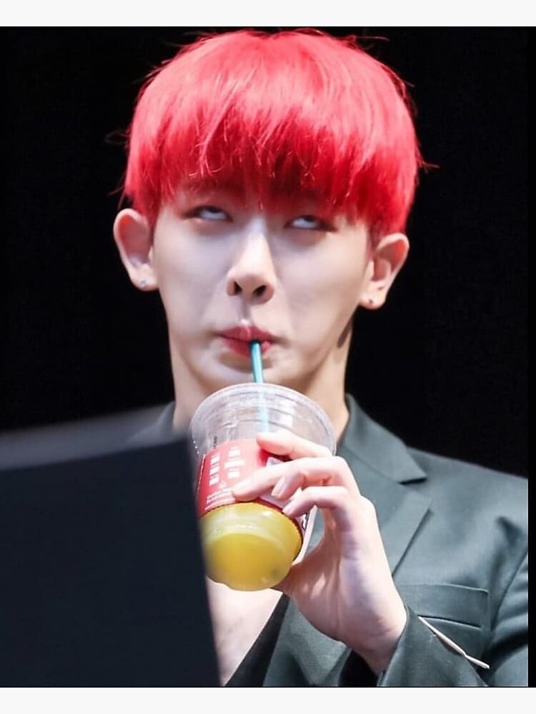 "Wonho Sipping Meme" Sticker for Sale by chogiwhy | Redbubble
