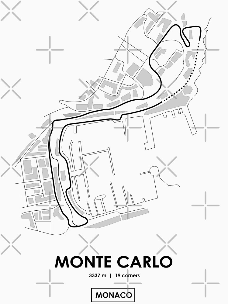 "Monte Carlo - Monaco Track Map" T-shirt for Sale by andreanastasio ...