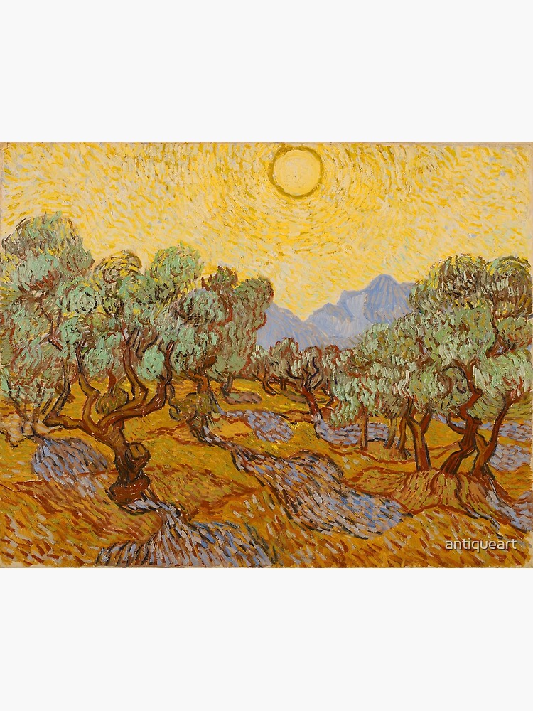 "Vincent Van Gogh Olive Trees with Yellow Sky and Sun" Art Print by ...