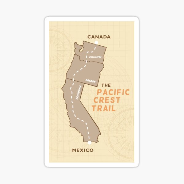 "Pacific Crest Trail Map Print PCT" Sticker for Sale by cloudhiker ...