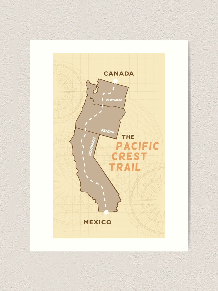 "Pacific Crest Trail Map Print PCT" Art Print for Sale by cloudhiker ...