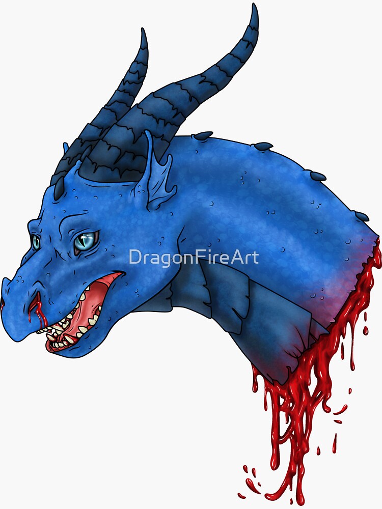 "Bloody Dragon Head" Sticker by DragonFireArt | Redbubble