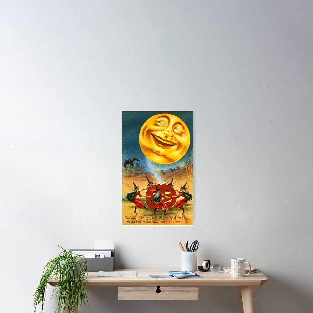 "Vintage Halloween Art - Laughing Moon" Poster for Sale by RBEnt ...
