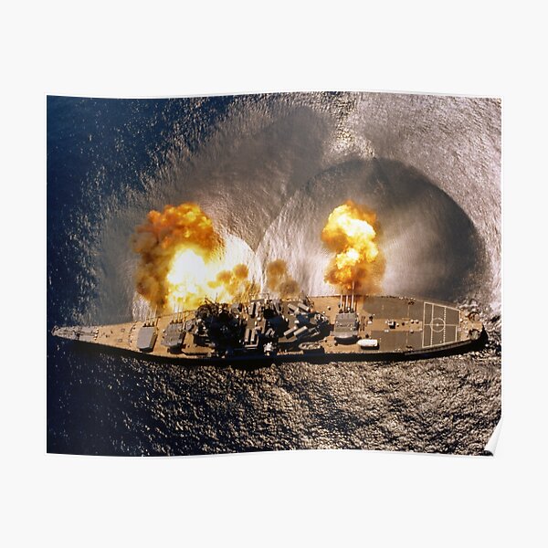 "USS Iowa - Battleship Firing Broadside - 1984" Poster for Sale by ...