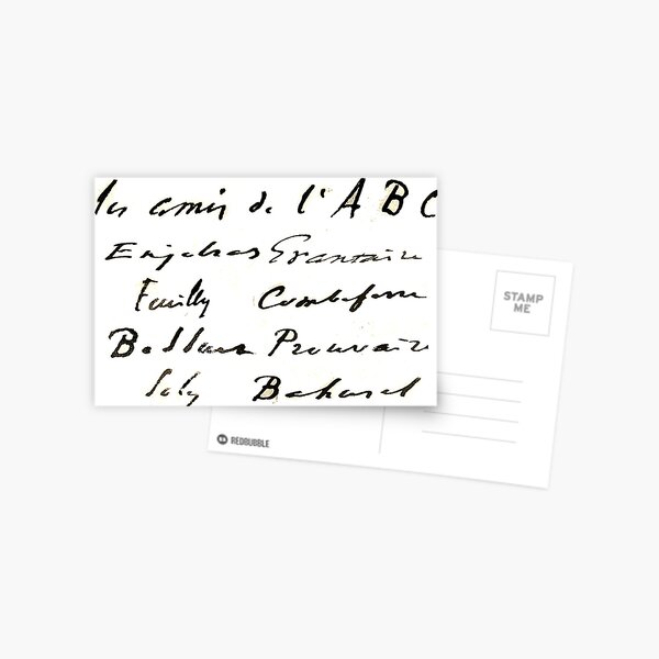 "Friends of the ABC- Victor Hugo's Handwriting" Postcard for Sale by ...