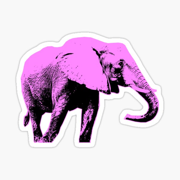 "Pink elephant" Sticker for Sale by RetroFuchs | Redbubble