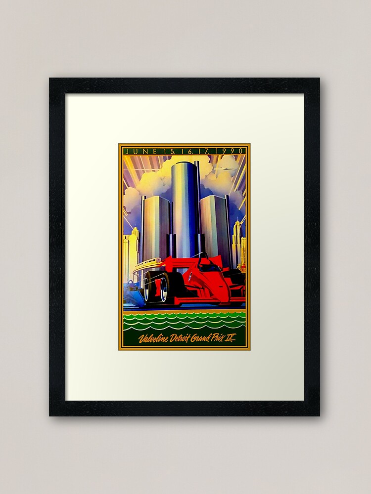 "DETROIT GRAND PRIX ; Vintage Auto Racing Advertising Print" Framed Art ...