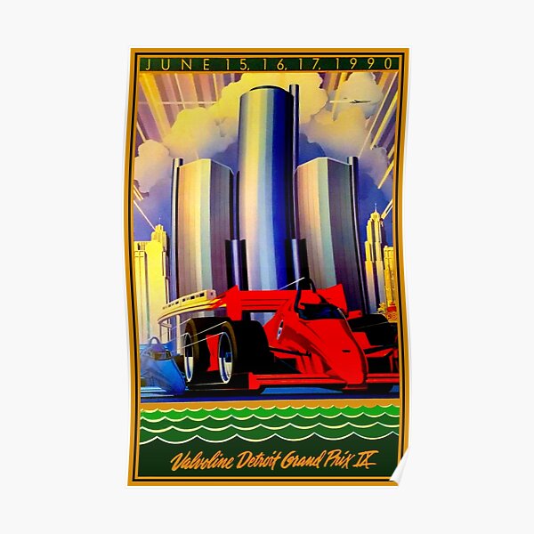 "DETROIT GRAND PRIX ; Vintage Auto Racing Advertising Print" Poster for ...
