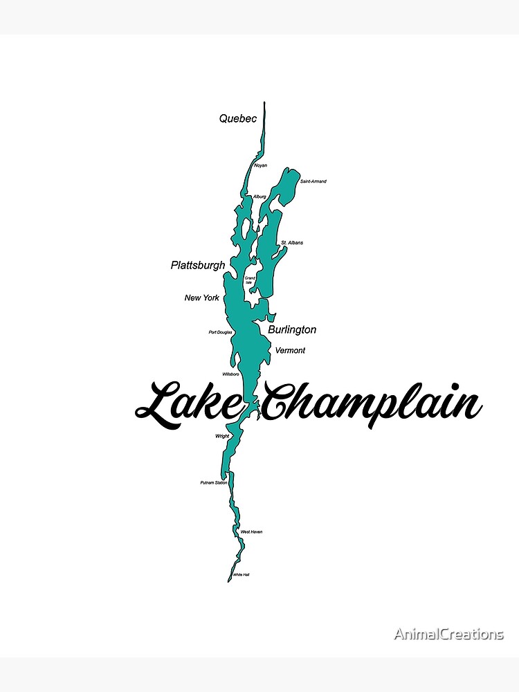 "Lake Champlain Map" Poster for Sale by AnimalCreations | Redbubble