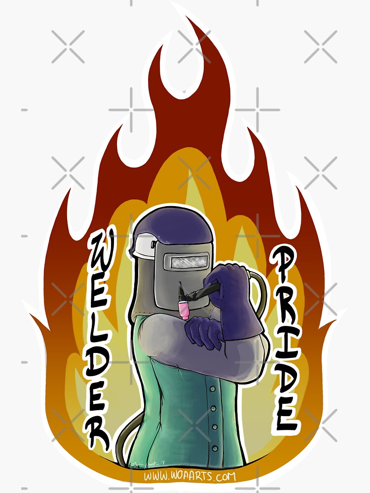 "Tig Welder Pride Green and Grey Fire" Sticker by woaarts | Redbubble