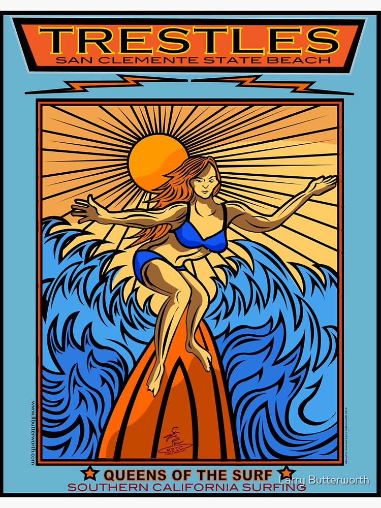 "TRESTLES SAN CLEMENTE CALIFORNIA SURFING " Sticker for Sale by ...