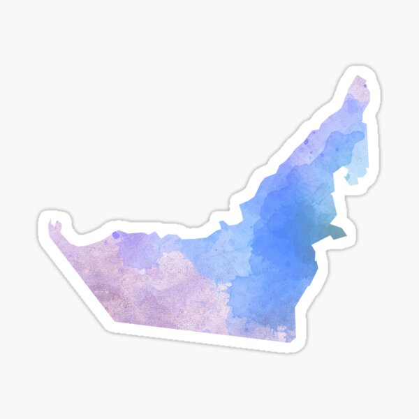 "United Arab Emirates UAE Map Watercolor Design" Sticker by dovesandcoo ...