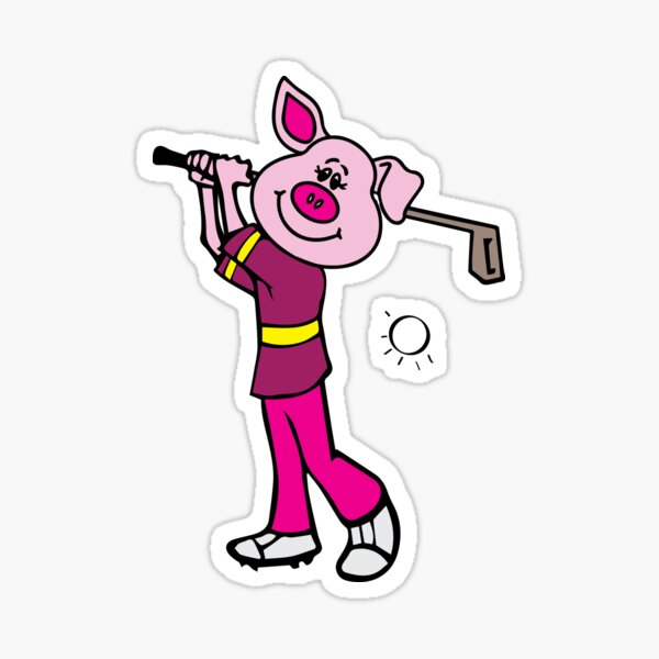 "Pig plays golf" Sticker by tarek25 | Redbubble