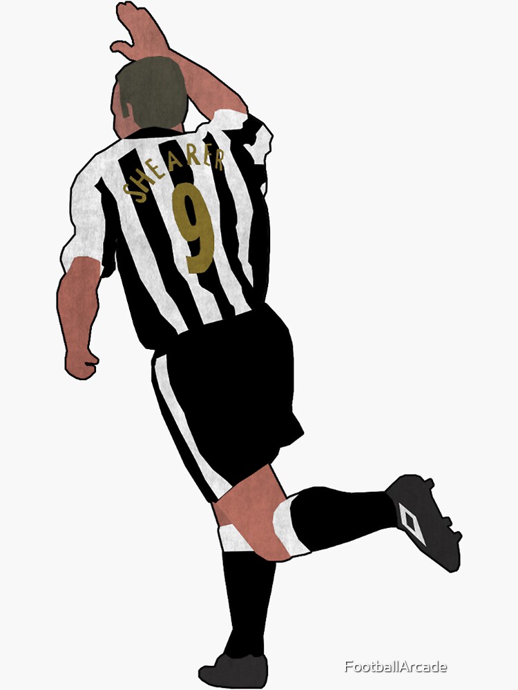 "Shearer 9 Raised Arm Celebration" Sticker for Sale by FootballArcade ...
