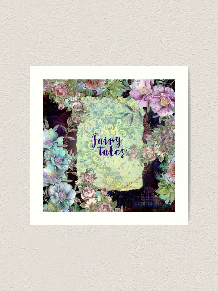 "Fairy Tales Floral Fantasy Scroll" Art Print by frappechica | Redbubble