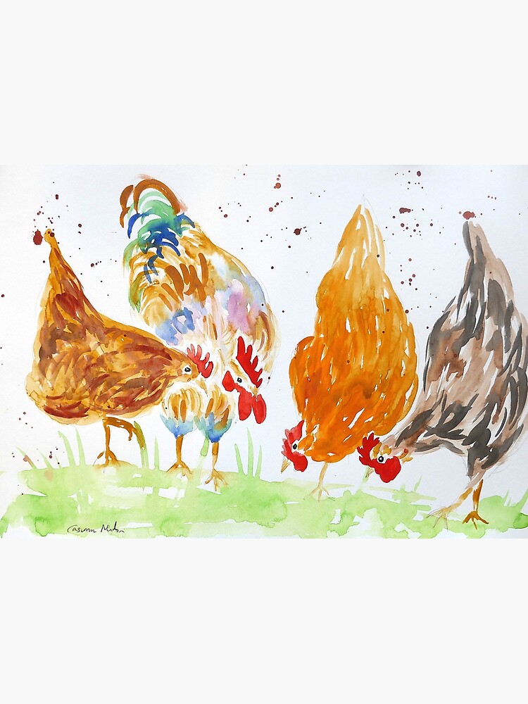 "Colourful Hens" Framed Art Print for Sale by Casimirasart | Redbubble