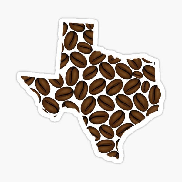 "Texas - map of coffee bean" Sticker for Sale by Danler | Redbubble