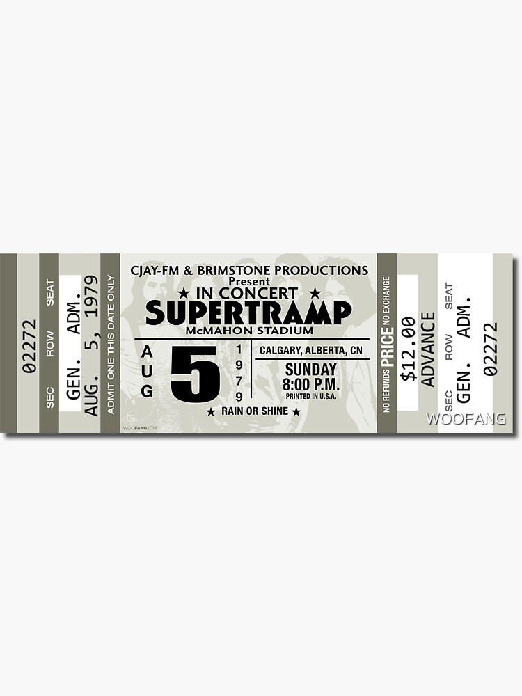 "CLASSIC ROCK CONCERT TICKET - SUPERTRAMP" Sticker for Sale by WOOFANG ...