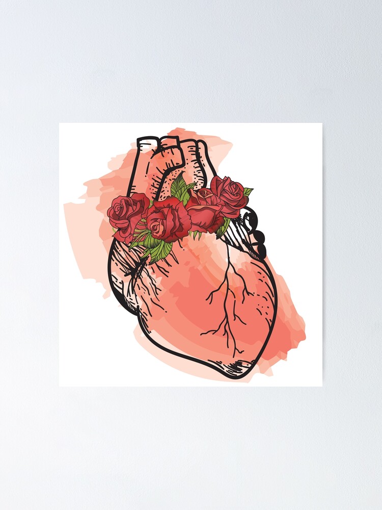Póster «Corazón humano con corona de rosas» de Arch4Design | Redbubble