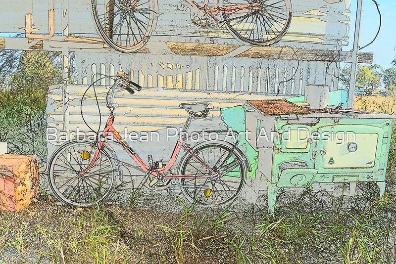 "BIKES OUT IN THE SHED, VINTAGE PUSH BIKE" by Barbara Jean | Redbubble